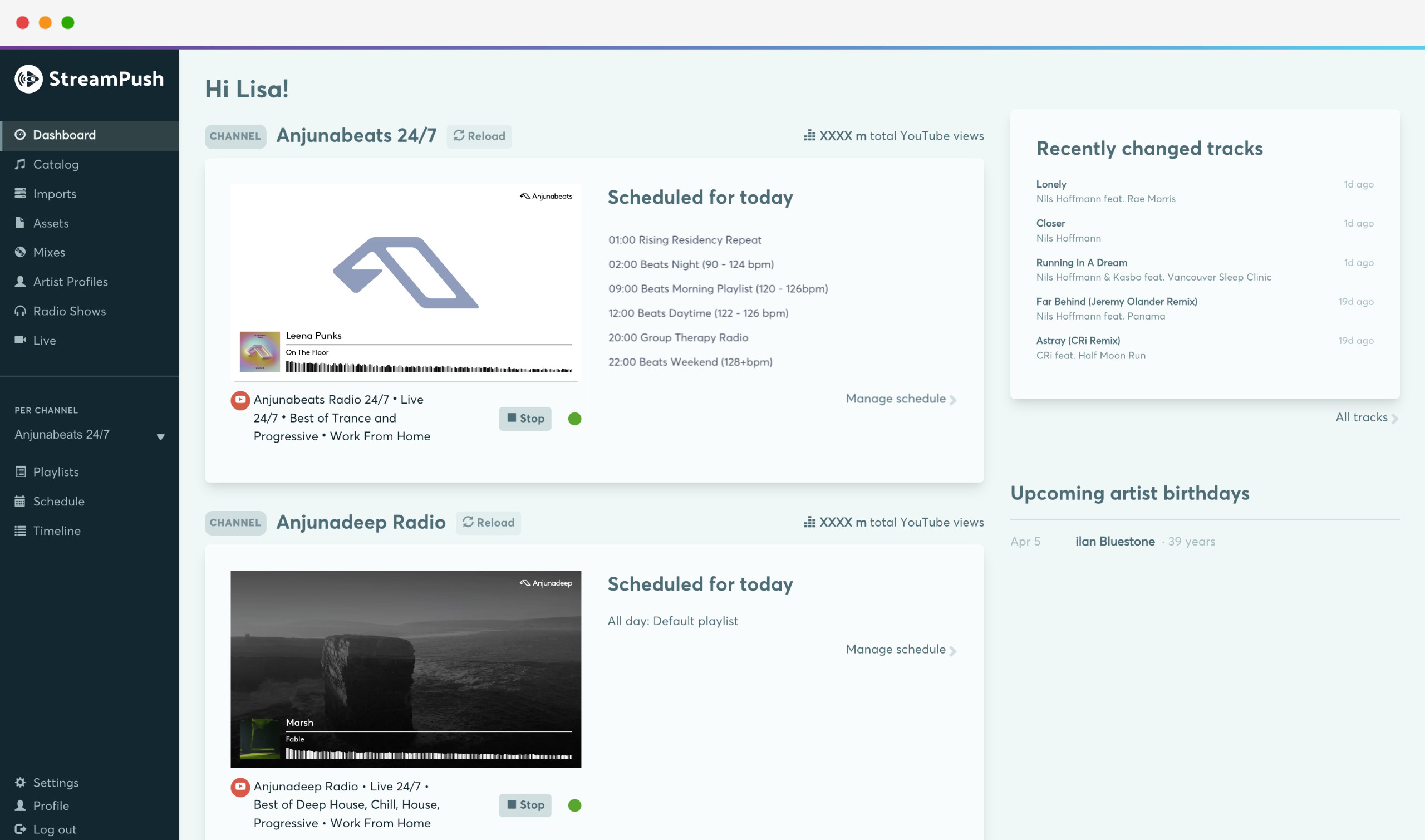 StreamPush | Video live stream playout platform for 24/7 music streams